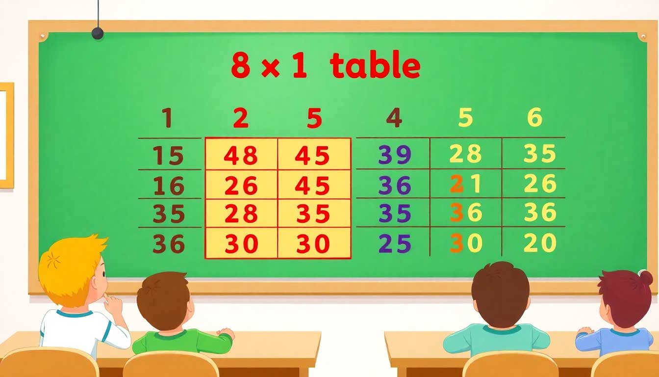 8 का टेबल | 8 का पहाड़ा हिंदी और इंग्लिश में (8 Ka Table)